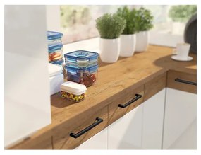 Kuchyňská skříňka pod troubu se zásuvkami Woodline 60 DPS-145 3S BB, Barva: Dub lancelot / bíly lesk