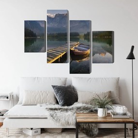 Vícedílný obraz Dřevěný Most Přes Horské Jezero 3D Nedostatek Nedostatek Přírodní plátno 240x150