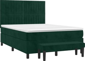 Box spring postel s matrací tmavě zelená 140x200 cm samet 3137968