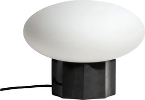 Bílá/černá kovová stolní lampa se skleněným stínidlem (výška 20 cm) Idela – Kave Home