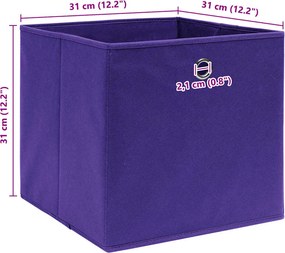 Úložné boxy 10 ks fialové 32 x 32 x 32 cm textil 288355