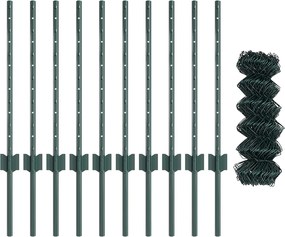Plot s řetězovým odkazem a sloupkem 10 x 0,6 m Zelená Síťovina 3336238