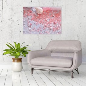 Skleněný obraz - Přímořská atmosféra v růžových odstínech (70x50 cm)