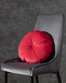Sametový polštář s knoflíkem barva červená látka lesklé, sametová