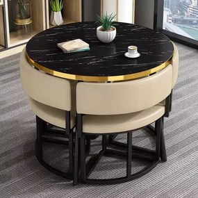 LuxuryForm DESIGN Jídelní set MONTE 4+1 - latte / černý