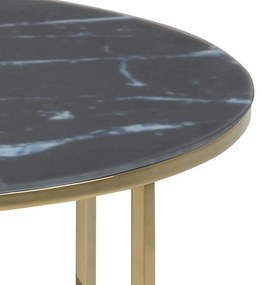 Kulatý konferenční stolek s mramorovou deskou Grafitový Zlatý VASTOL