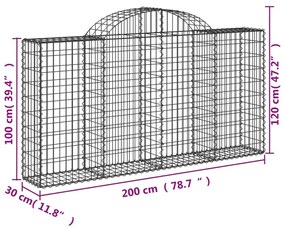 Klenuté gabionové koše 13ks 200x30x100/120cm pozinkované železo,  3146121