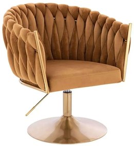 LuxuryForm DESIGN Židle NORDEN VELUR na zlatém talíři - medová