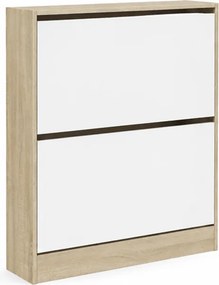 botník, 2 dveřový, dřevo, 87x80x21 cm, dub sonoma/bílá, Dekorino BB20260077