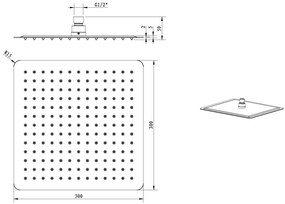 Sapho, Hlavová sprcha, 300x300x60mm, černá matná/nerez, SL101