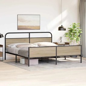 Kovový rám postele bez matrace kouřový dub 183 x 213 cm 3318675