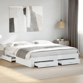 Rám postele se zásuvkami bílý 180 x 200 cm kompozitní dřevo 3280363