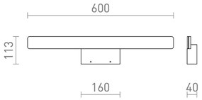 Rendl R13852 koupelnové nástěnné LED svítidlo MAREA 60, černé, 230V, 18W, 3000K, IP44, 60cm