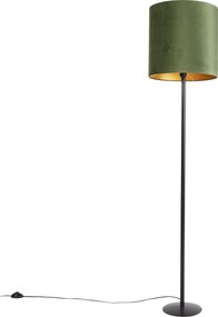 Stojací lampa botanická černá se zeleným stínítkem 40 cm - Simplo