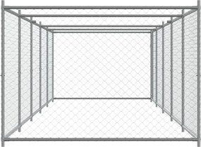 Klec pro psy s dvířky šedá 10 x 2 x 1,5 m pozinkovaná ocel 3209581