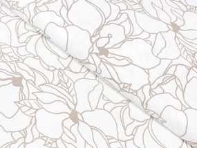 Biante Bavlněný povlak na polštář Sandra SA-268 Béžové designové květiny na bílém 50 x 70 cm