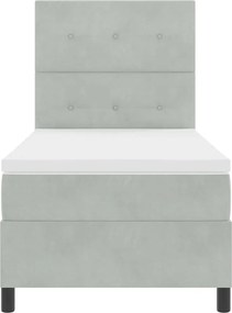Postel s boxspringem s čelo Světle šedá 80 x 200 cm samet 3339794