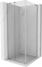 Mexen Velar L, sprchový kout s posuvnými dveřmi 120 x 120 cm, 8mm čiré sklo, broušená ocel, 871-120-120-03-97