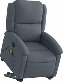 Zvedací masážní polohovací křeslo tmavě šedé samet 3204312