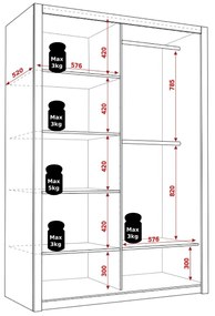 BONO m | šatní skříň | 120 cm | se zrcadlem | monastery