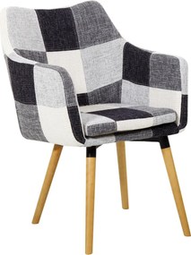 Křeslo, bílá / černá vzor patchwork / buk, Landor