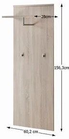 Panel s věšákem MARIO New Typ D-6, dub sonoma