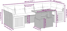 8dílná zahradní sedací souprava s poduškami černá polyratan 3273869