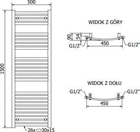 Mexen Helios, elektrické topné těleso 1500 x 500 mm, 900 W, bílá, W103-1500-500-2900-20