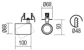 Redo group Redo Corinth, zlaté zápustné stropní svítidlo, 1x7W GU10, ø6,8cm, výška 9,3cm