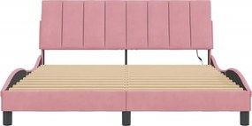 Rám postele s LED osvětlením bez matrace Hanko růžový 160 x 200 cm samet 3213792