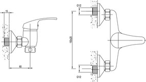 Sapho, AQUALINE 35 nástěnná baterie, bez ramínka, chrom