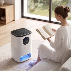 HOMCOM tichý mini odvlhčovač 1,4 l s RGB světlem, bílý