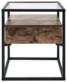 Odkládací stolek se zásuvkou tmavé dřevo/černý MAUK Beliani