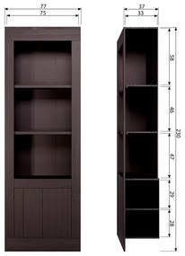 Tmavě hnědá knihovna z borovicového dřeva 78x230 cm Yumi – BePureHome