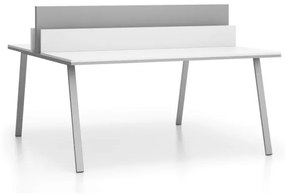 PLAN Kancelářský pracovní stůl DOUBLE LAYERS, s přepážkami, bílá / šedá