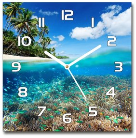Wallmuralia Skleněné hodiny na stěnu Korálový útes 30x30 cm
