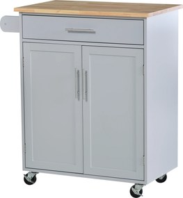 HOMCOM Kuchyňský vozík s úložným prostorem, šuplíkem a držákem na utěrky - 83cm D x 45cm Š x 91,5cm V Šedý