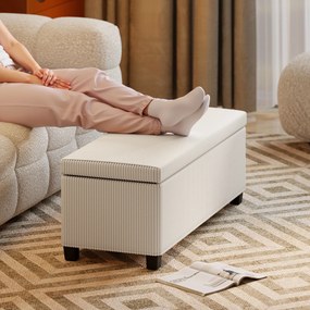 HOMCOM Úložný Ottoman s kordurovou čalouněním, úložný box se ocelovými nohami, úložná lavice do obývacího pokoje, ložnice, chodby 112 x 42 x 40 cm, b…