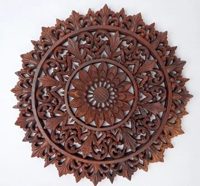 Závěsná dekorace MANDALA, dřevo , hnědá , 40 cm