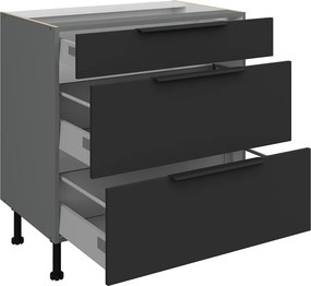 ARIA ab | dolní skříňka 80 D 3S zásuvková | 80 cm | PREMIUM BOX | antracit/černá