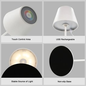VELAMP Dobíjecí stolní RGB lampa TL1908-W s dotykovým spínačem