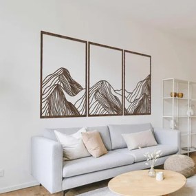 Třídílný dřevěný obraz Hory, Moderní 3D dekorace na zeď | SENTOP HDF0478