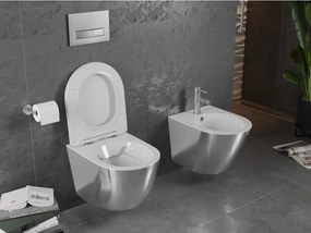 Mexen Lena wc mísa bezokrajová s pomalu spouštěným slim sedátkem, duroplast, bílá/stříbrná - 30224004