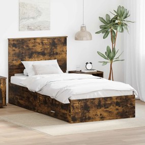 Rám postele s čelo Kouřový dub 100 x 200 cm Kompozitní dřevo 3411345