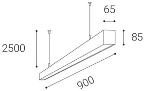 Led2 Závěsné svítidlo LINO Z, 90cm UP/DOWN Barva stínidla: opal, Stmívání: ZigBee TW, Barva svítidla: černá