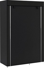 HOMCOM Textilní šatník s 6 policemi, věšákem na oblečení, sklopný šatník do ložnice, 103 x 43 x 162,5 cm, černý | Aosom