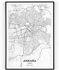 Obraz Mapa Ankara 30 x 40 cm - napnuté plátno na dřevěném rámu