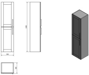 Sapho, AMIA skříňka vysoká 35x140x30cm, levá/pravá, dub Texas (AM020LP), AM020-2020