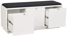 Rowico bílá lavice s úložným prostorem CONFETTI a černým sedákem 106 cm 103763