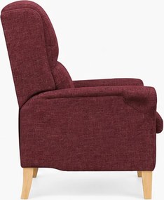 křeslo relaxační, odpočinkové, ušák, dřevo/textil, 101x95x75 cm, přírodní/vínová, Dekorino KR20260037